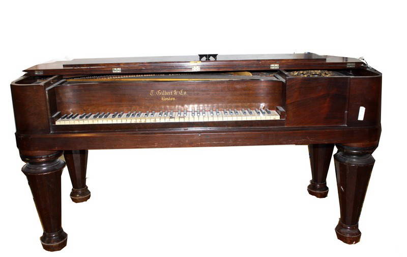 Antique Square Grand Piano Labeled T. Gilbert Of Bo