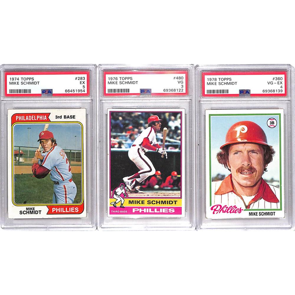 Three Mike Schmidt Graded Cards 1974 78
