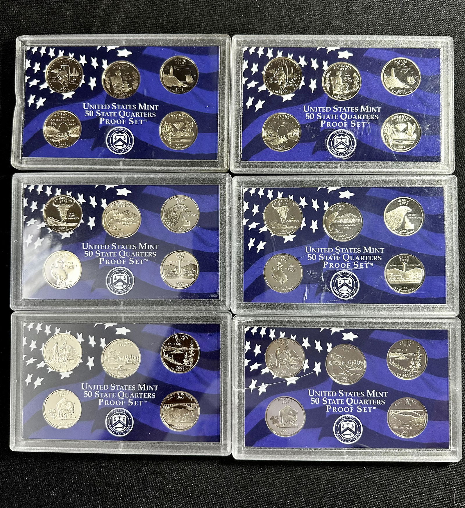 8 Us State Quarters Proof Set 2 With Boxes Auction