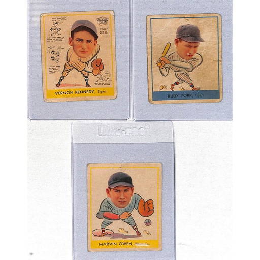Three 1938 Goudey Heads Up Cards