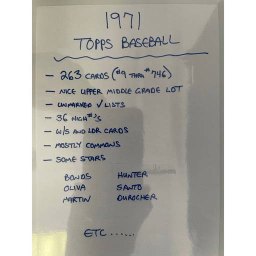 (263) 1971 Topps Baseball Cards In Binder