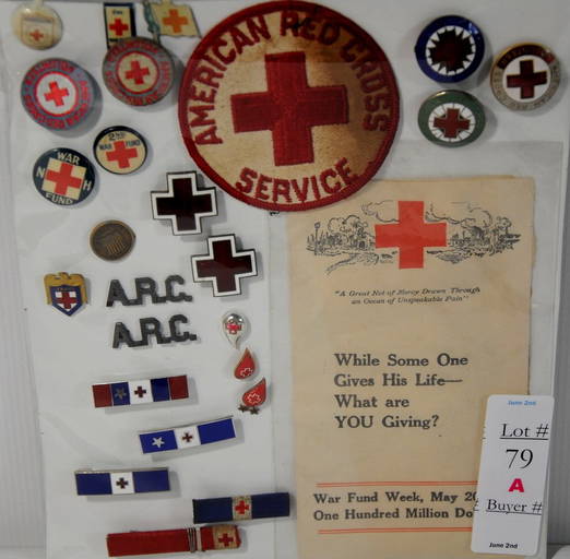 Collection Of American Red Cross Tins And Patches