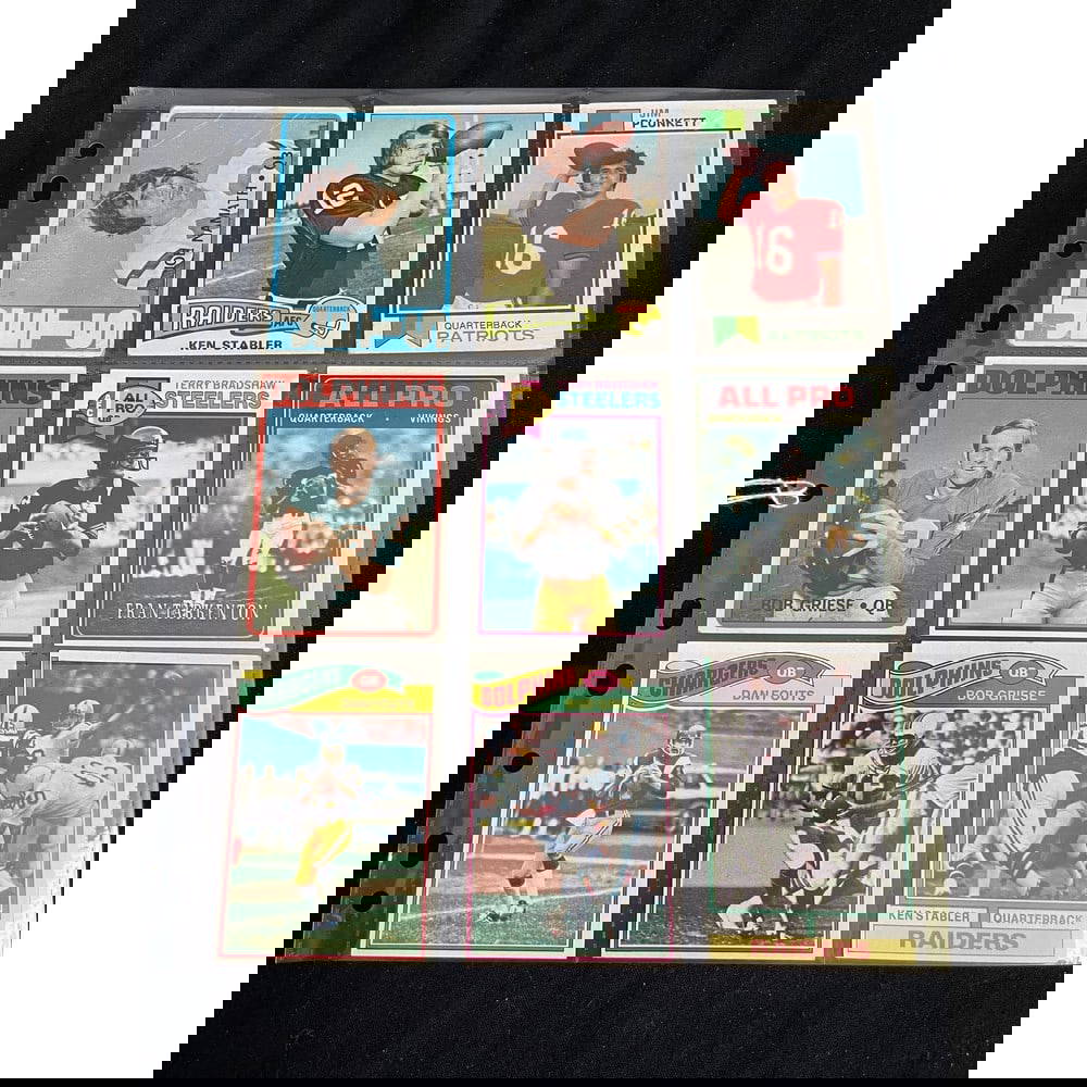 (9) 1970's Football Star Quarterback Cards Auction