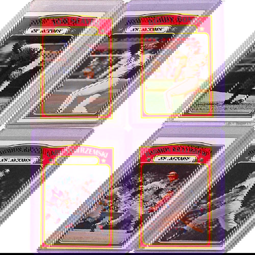 (4)1972 Topps Baseball In Action Hof Auction