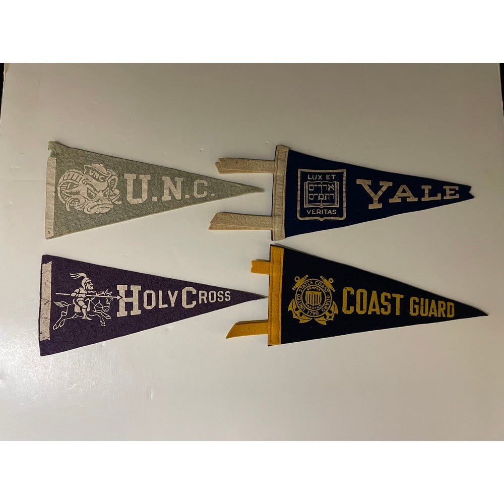 (4) Vintage Mini College Pennants 9" Auction