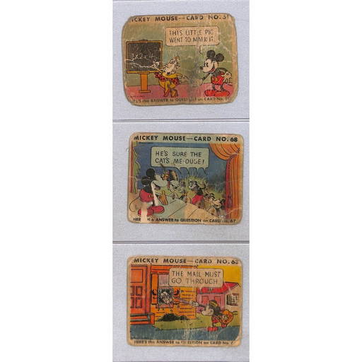 Three 1930's Mickey Mouse Gum Cards