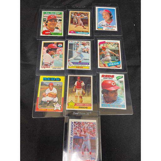 (10) Johnny Bench Cards 1975 1982 Nice Shape