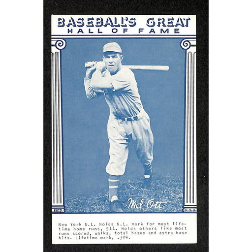 Vintage Hof Exhibit Card Mel Ott