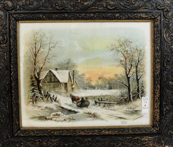 Chandler Winter Scene Signed Copyrighted 1895 By M
