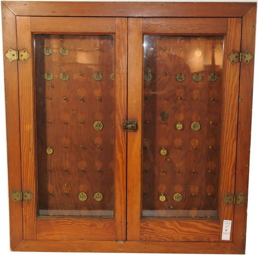 Antique Oak Valet Key Cabinet 31x30