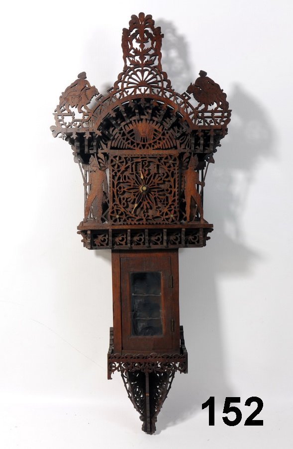 1920's Fretwork Carved Wall Clock