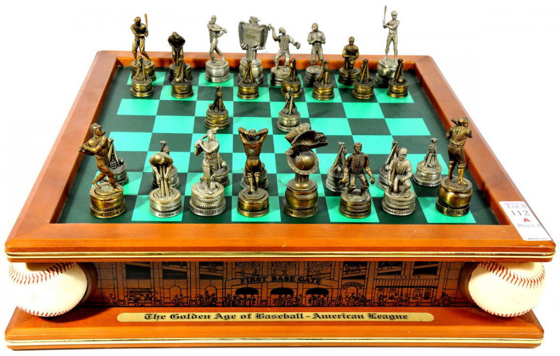 Baseball Golden Age Chess Set with pieces including Bab