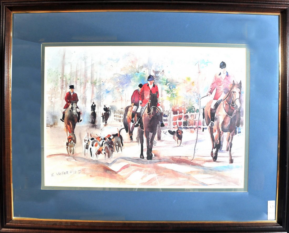 V. Weller signed fox hunting print: Signed lower left, - Mar 06, 2013 ...