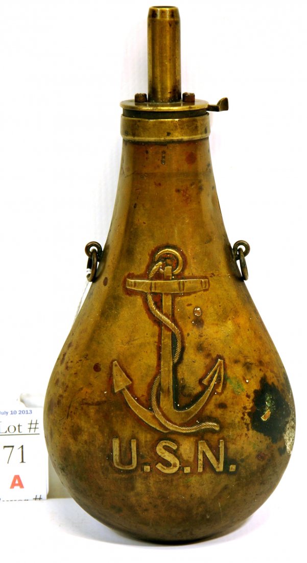 1845 Stimpson USN Fouled Anchor Powder Flask