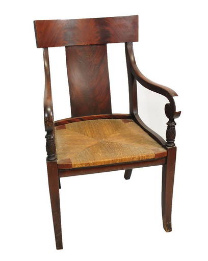Rush Seat Arm Chair Owned By Governor Samuel Cony