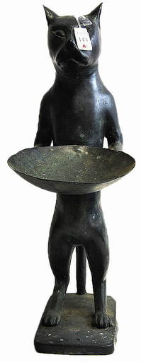 Metal Cat Butler Statue 24 1/2"