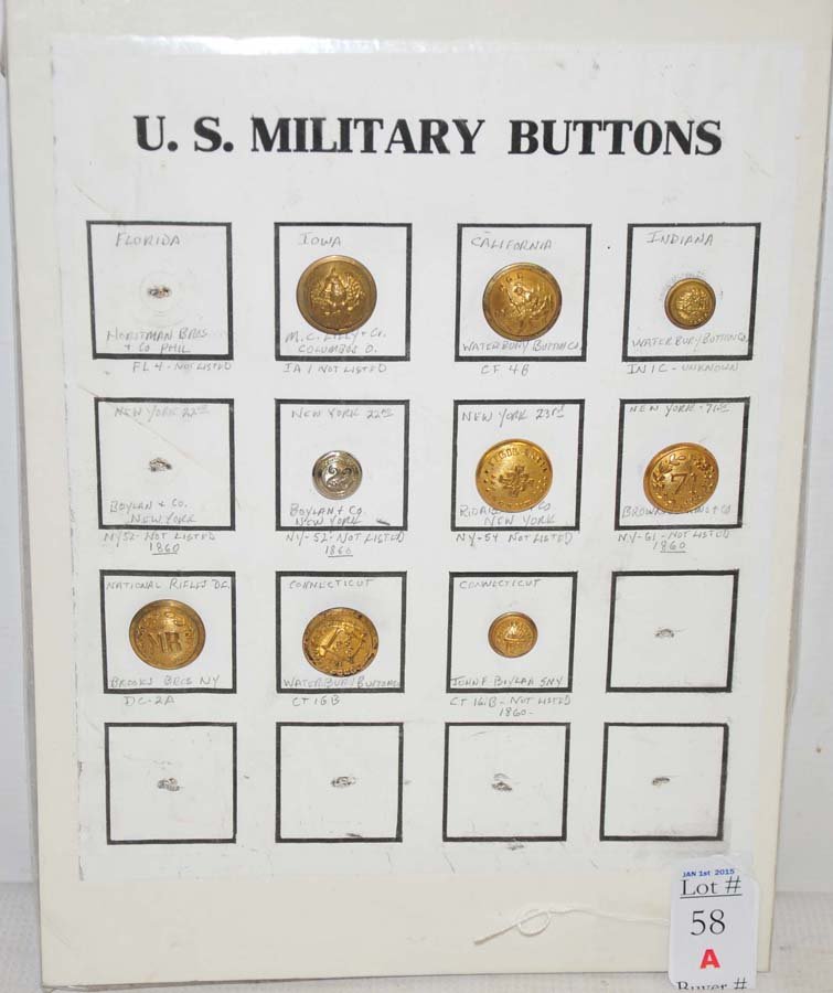Us Military Button Lot From The Stokes Collection