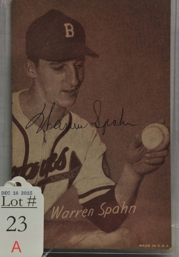 1950's Warren Spahn Signed Exhibit Card Jsa Coa