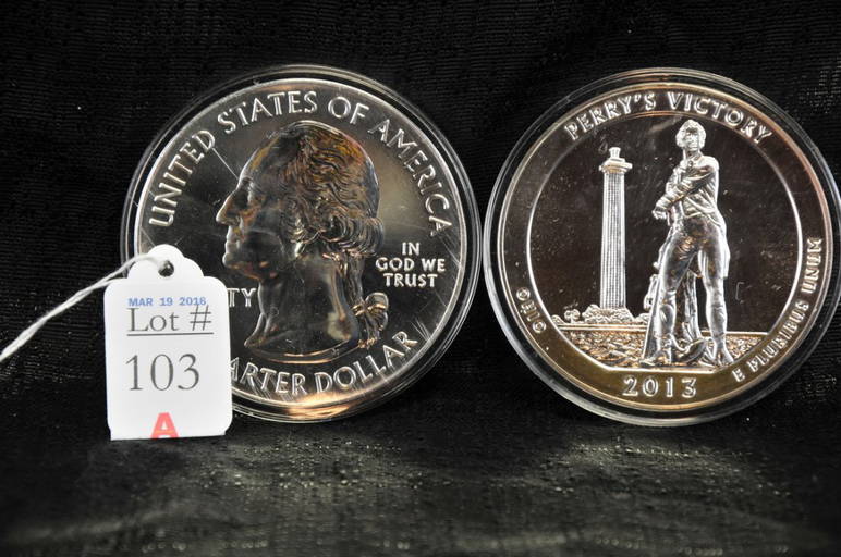 (2) 2013 5oz. Perry's Victory Silver Coins