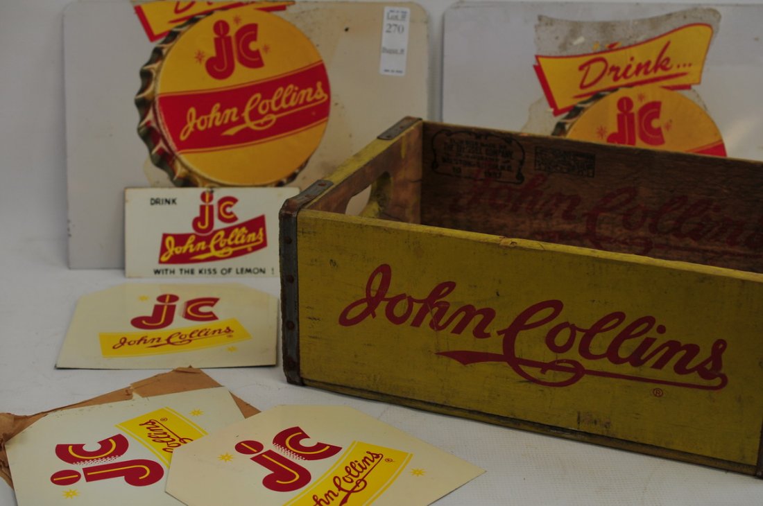 John Collins Soda Box and 11 Signs