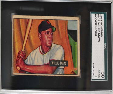 Yankees Mickey Mantle 1951 Bowman #253 Rookie Card Graded Good 2 Sgc ...