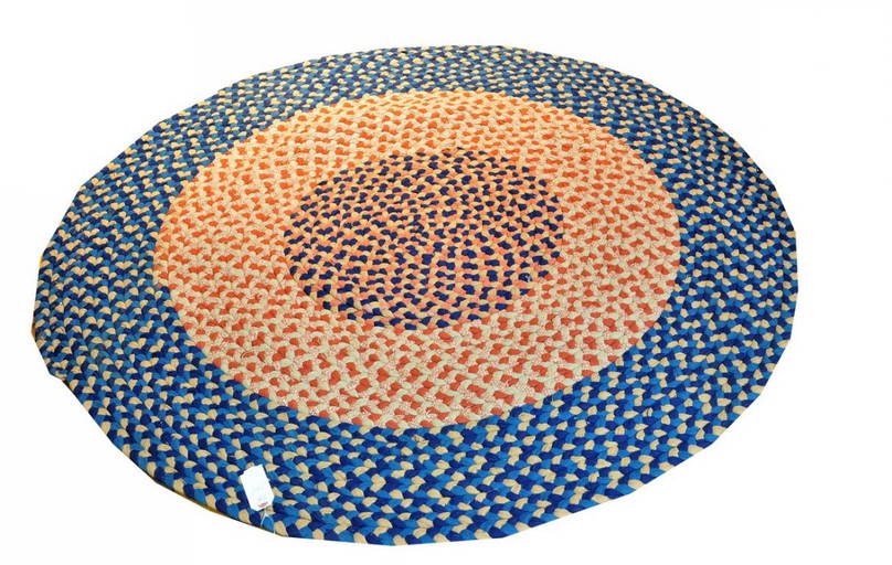 Four Vintage Handmade Braided Rugs