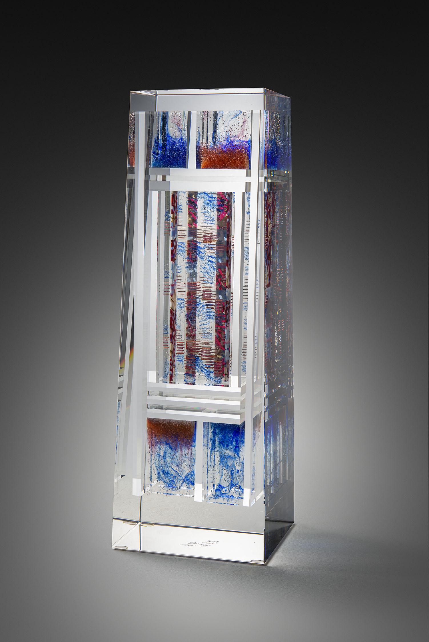 Jon Kuhn Phoenix Pillar Art Glass Sculpture Auction