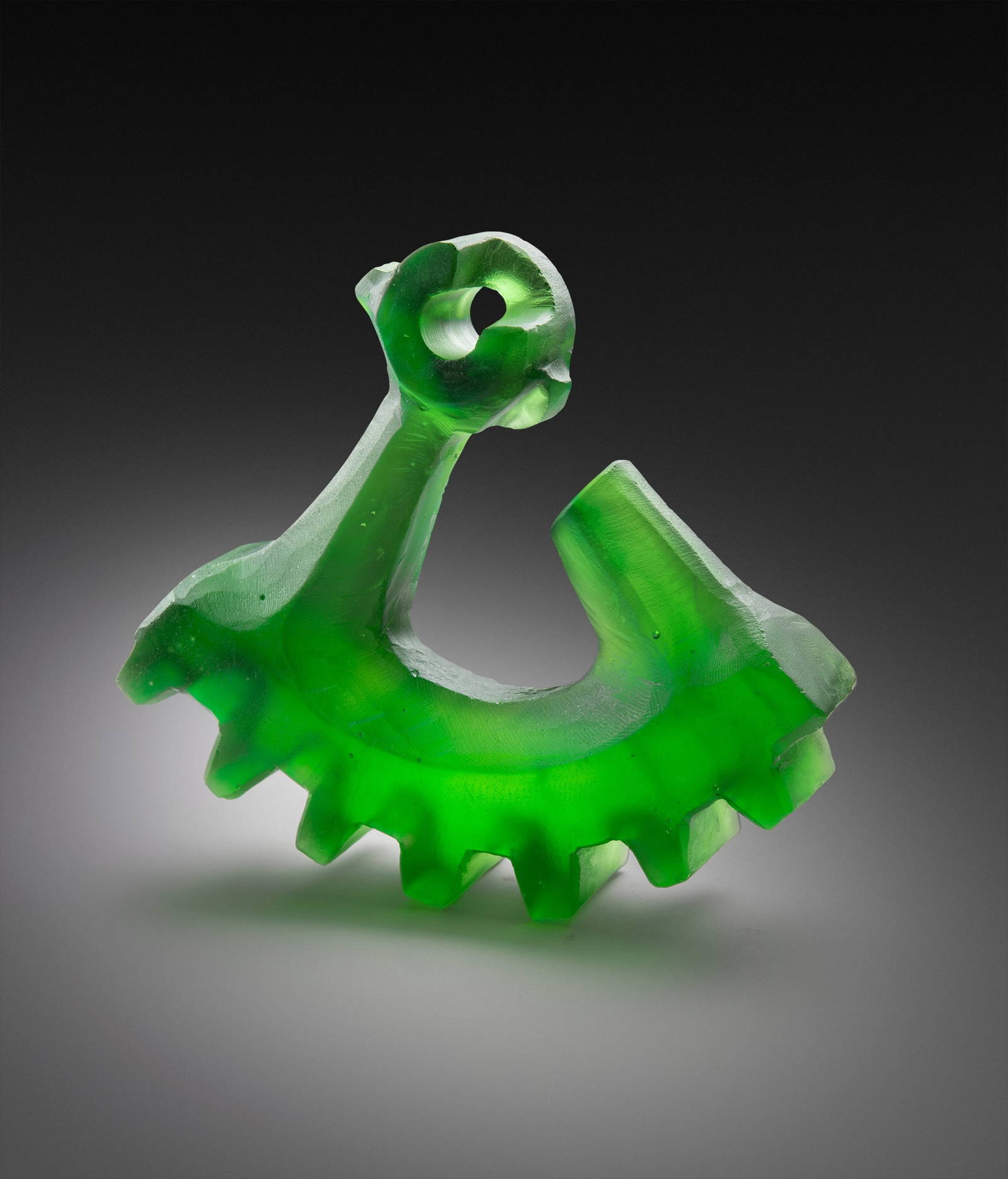 Rick Beck Rocker Gear Green Glass Art Scupture Auction