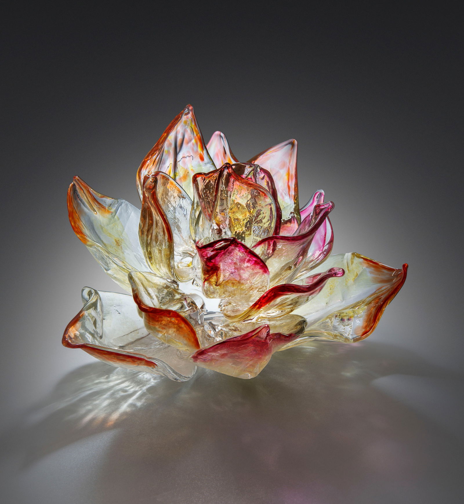 Martin Blank Lotus Ii Flower Art Glass Sculpture Auction