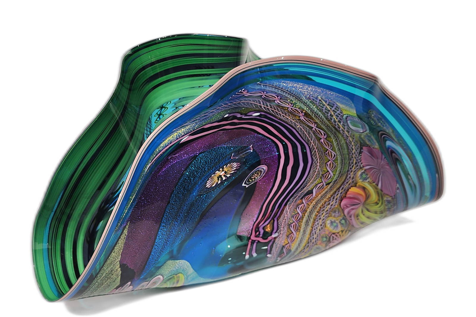 James Nowak Fan Art Glass Sculpture Large Auction