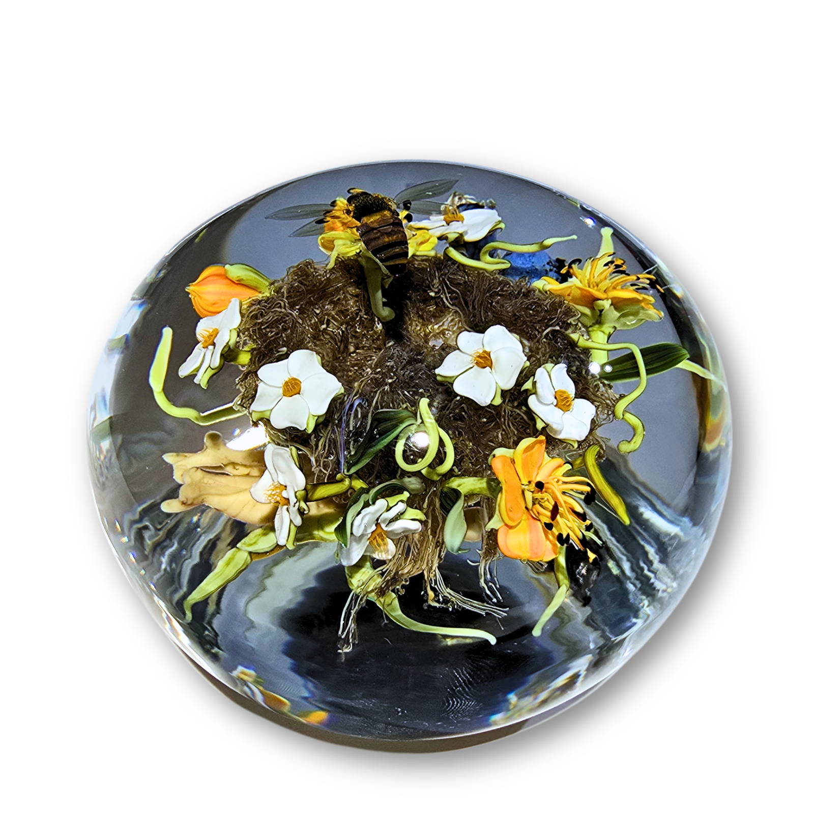 Paul Stankard Botanical Paperweight Bee Earth Spirit Auction