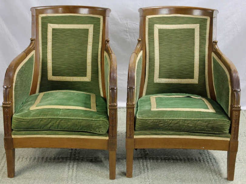 Pair French Empire Napoleonic Style Arm Chairs