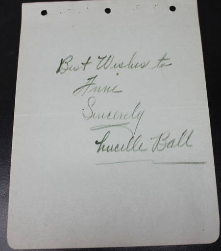 Inscribed Lucille Ball Autograph Signature