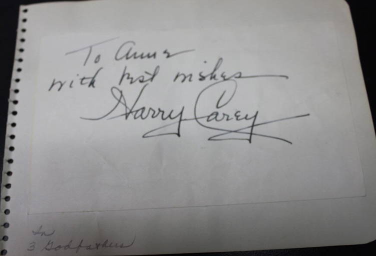 Inscribed Harry Carey Autograph Signature