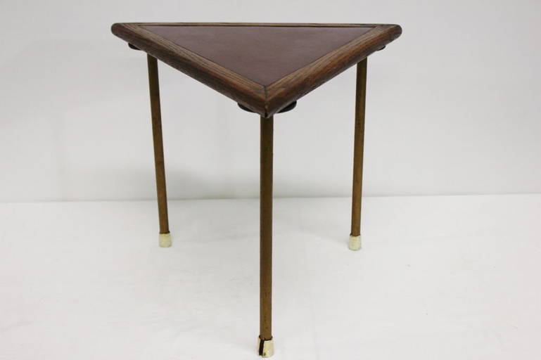 Mid Century Mahogany And Oak Triangular Table