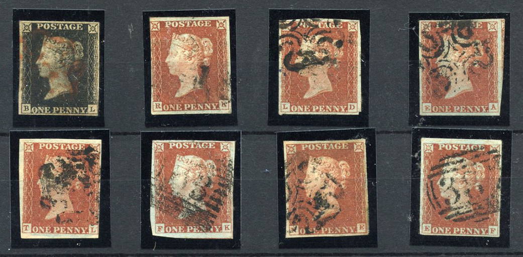 Great Britain Victoria: One Penny Stamp. Used (8pcs)