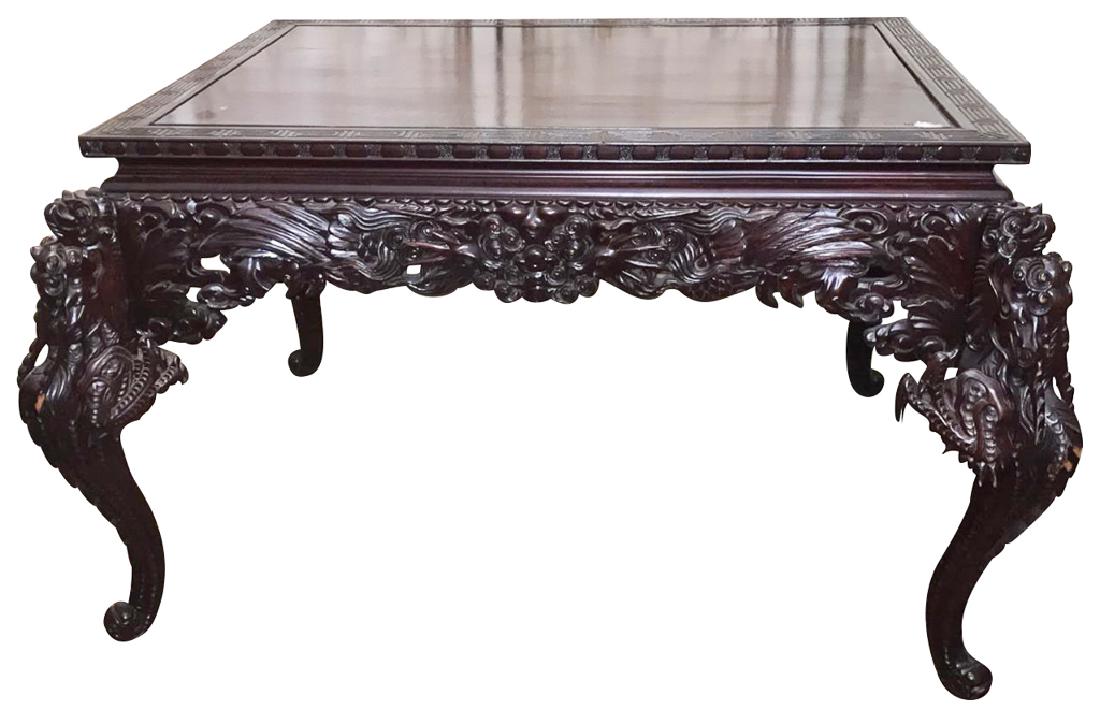 A Chinese Dragon Motif Carved Center Table