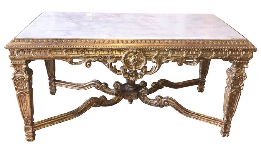 French Louis Xiv Design Giltwood Center Table,