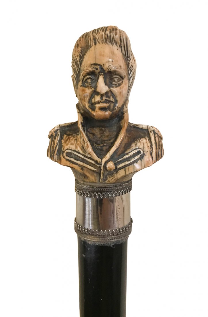 CARVED BONE ANDREW JACKSON BUST CANE
