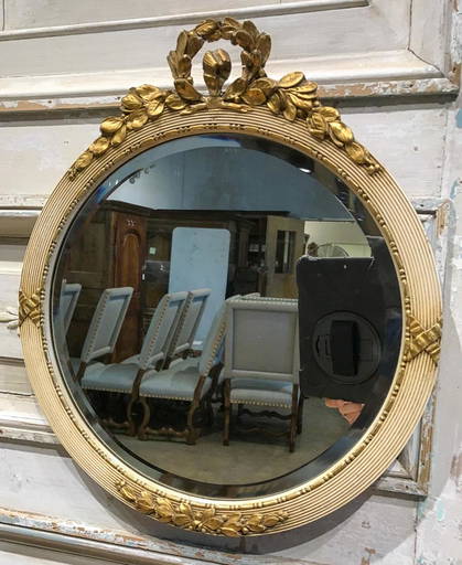Round Vintage French Mirror.