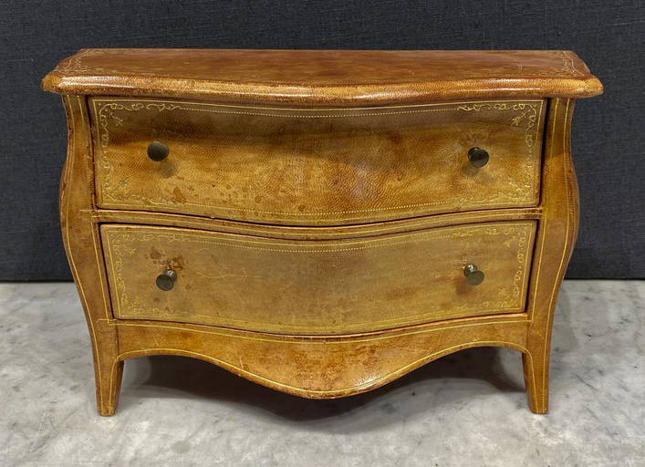 Vintage Miniature Italian Leather Commode