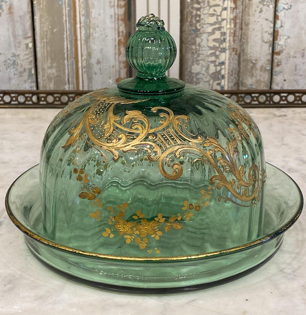 Green Glass Covered Cheese Dome
