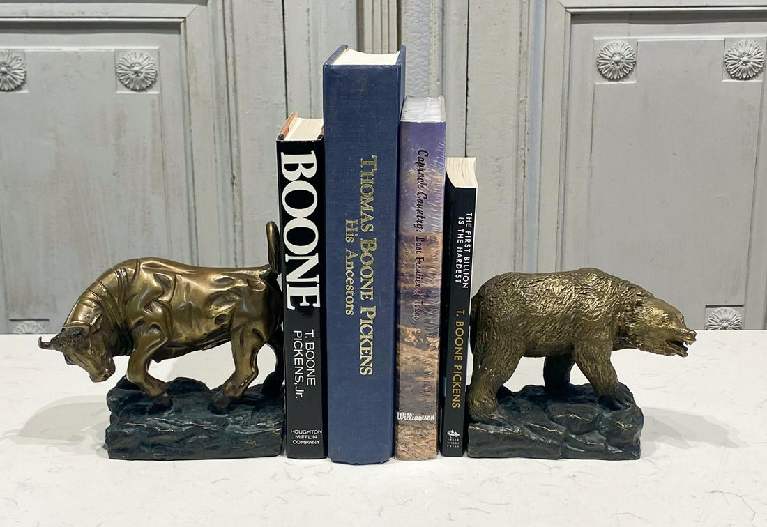 Bear And Bull Bookend Set With Books