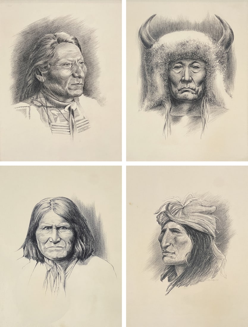 Four American Indian Pencil Portraits