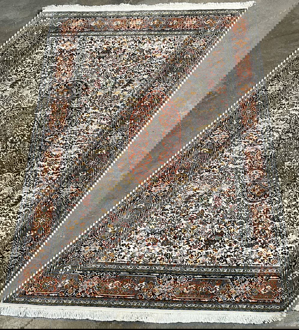 Kashmir Silk Rug, 6' X 9' Auction