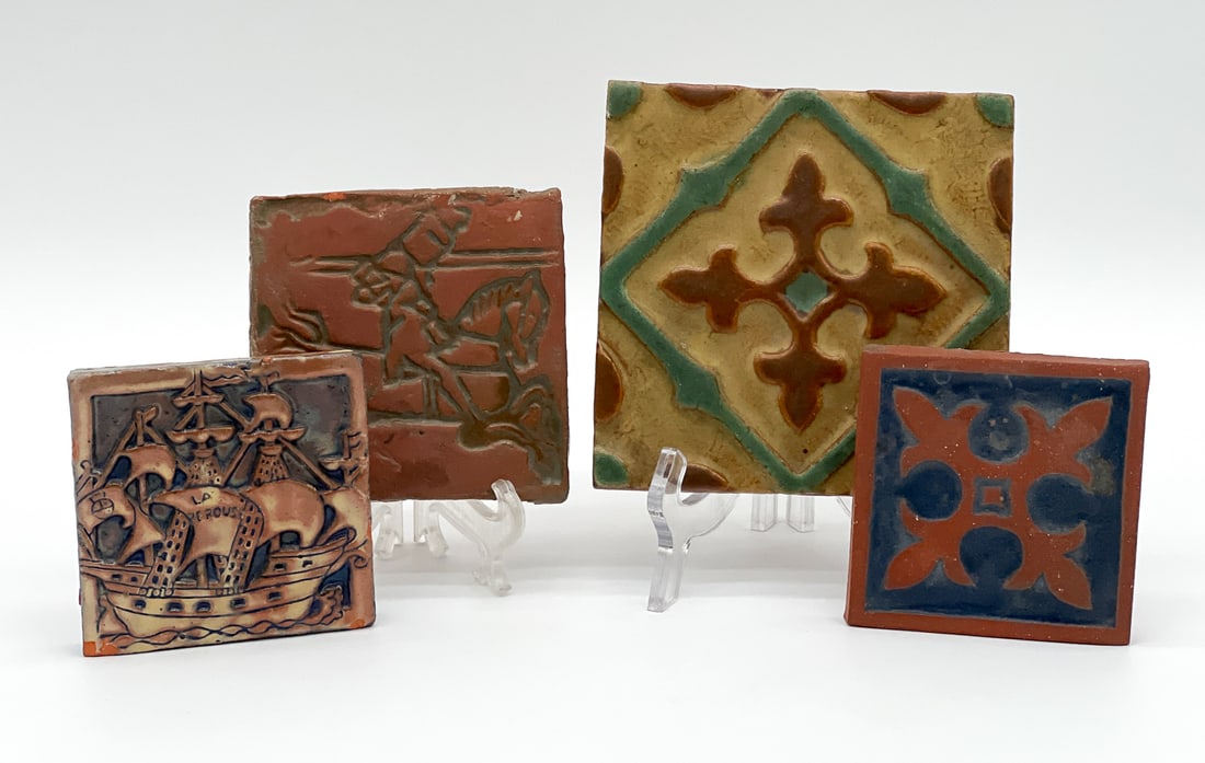 Four Moravian Art Pottery Tiles