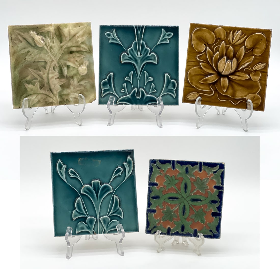Five American Encaustic Tile Company Tiles Auction