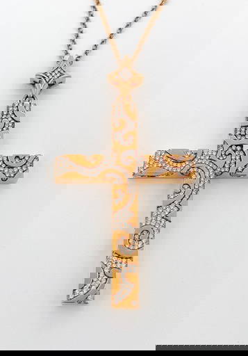 Marc Samuels Custom Made Diamond And 18k Cross