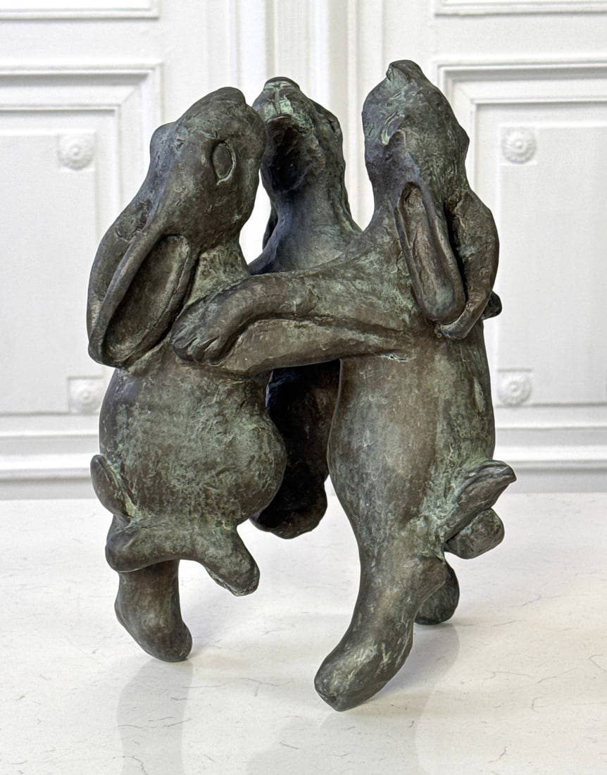 Dancing Hares Bronze Sculpture Auction
