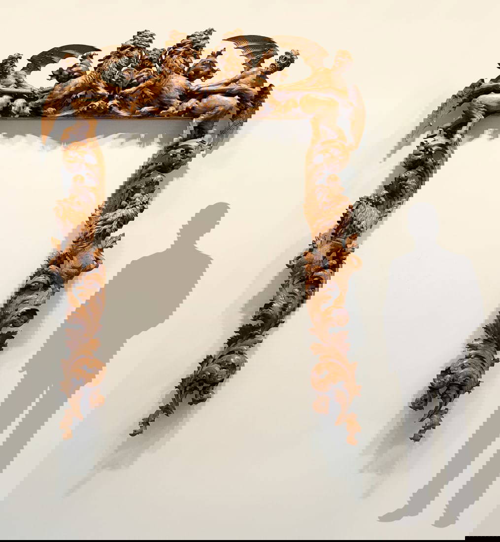 Large Satyr & Lion Carved Chestnut Frame Auction